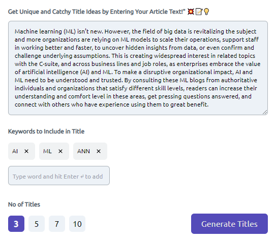 AI Title Generator | Infynno